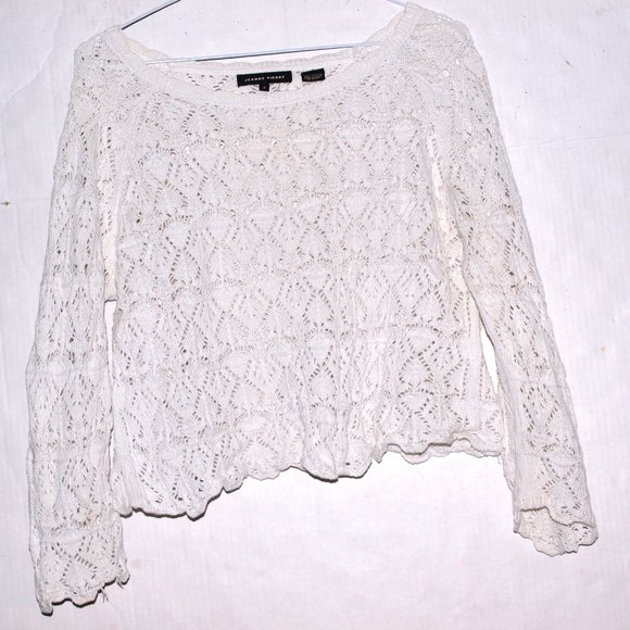 JEANNE PIERRE | Tops | Jeanne Pierre White Knitted Cotton Top | Poshmark